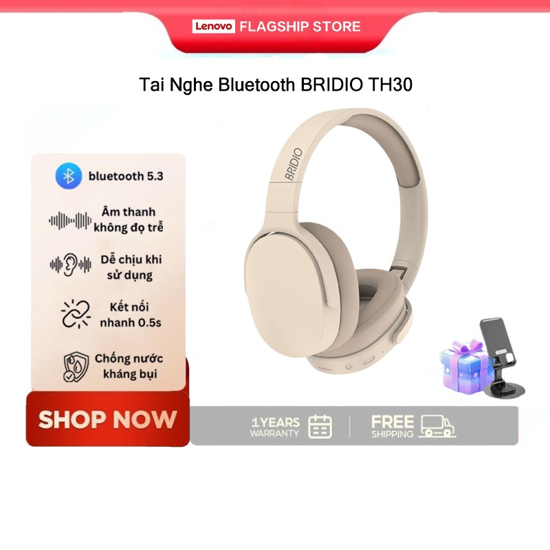Tai Nghe Bluetooth5.3 BRIDIO TH30 Kết Nối Dây Không Dây Âm Thanh 9D Pin ...
