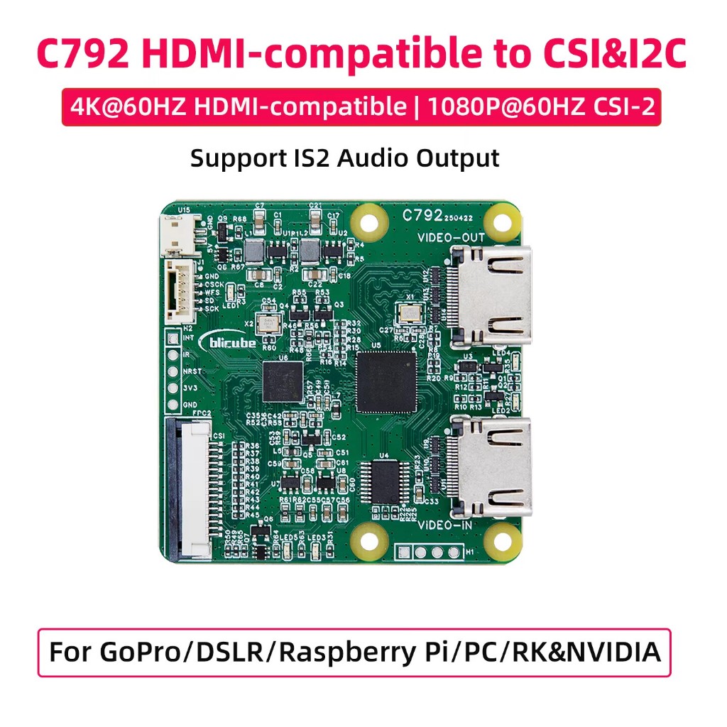 Raspberry Pi 5 / 4B HDMI sang CSI-2 mô-đun C792 HDMI sang CSI đầu vào I2S bảng chuyển đổi âm ...