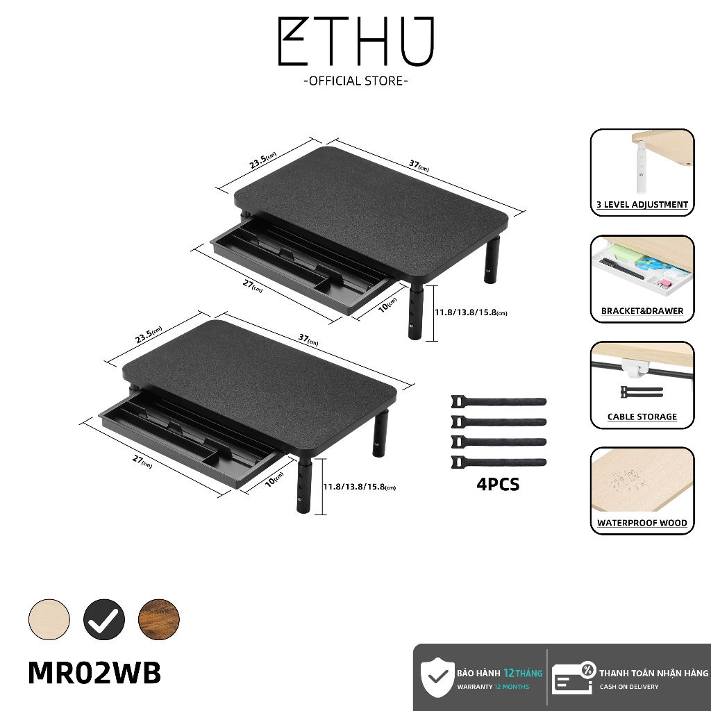 【Ready stock】ETHU Gói 2 Giá đỡ màn hình, Có thể điều chỉnh độ cao, Có ...