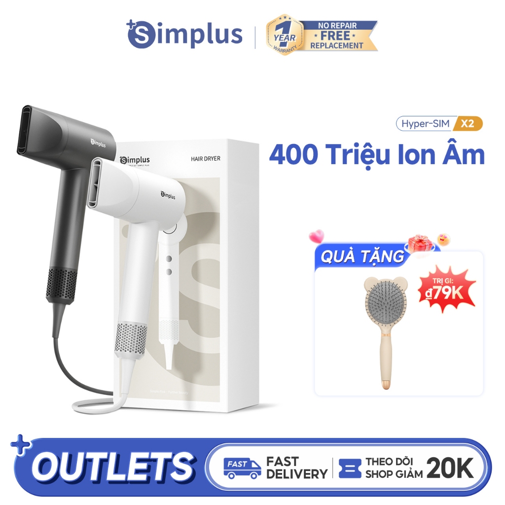 Simplus Máy Sấy Tóc 110.000 RPM, 3 Nhiệt, 2 Tốc Độ, 400 Triệu Ion Âm CFJH009 – Bảo Hành 12 Tháng ...