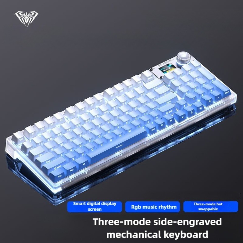 AULA F98 Pro Customized Transparent RGB Mechanical Keyboard Wireless ...