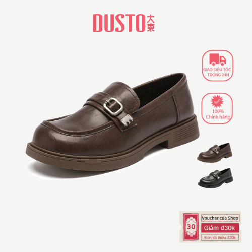 DUSTO Loafers Nữ Gót Thấp Thoải Mái Ngón Chân Tròn Khóa Kim Loại Thiết ...