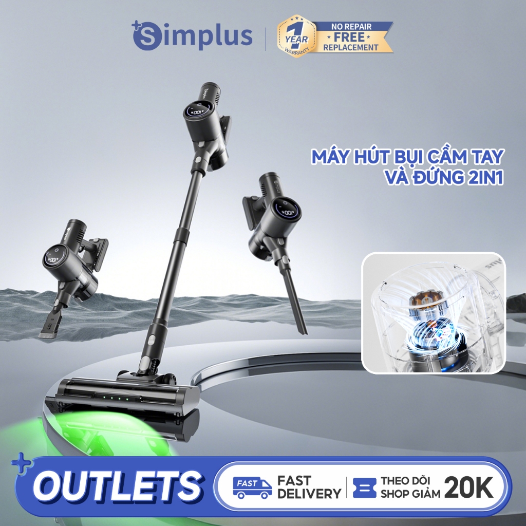 Simplus Máy Hút Bụi Không Dây Lực Hút Mạnh 16.000Pa Thời Gian Dùng Liên Tục 40 Phút 2 Chế Độ Hút ...