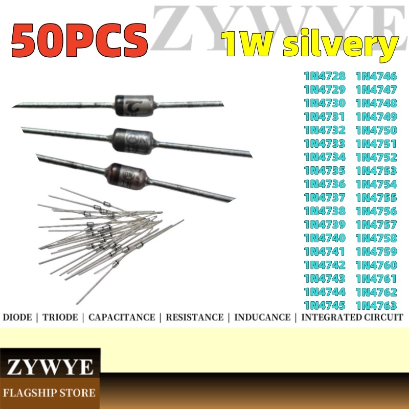 Bộ 50 1W Bạc Điều Chỉnh Điện Áp Diode 1N4733 1N48 1N4733A 1N4742 1N4744 ...