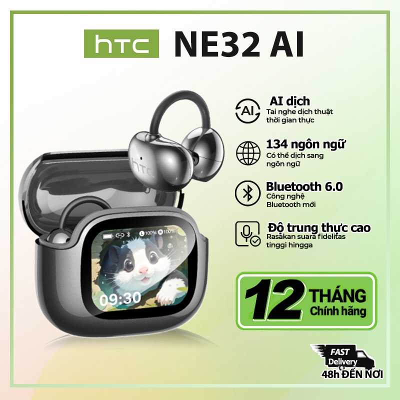 HTC NE32 Tai nghe AI dịch thuật thời gian thực Bluetooth 6.0 Màn hình ...