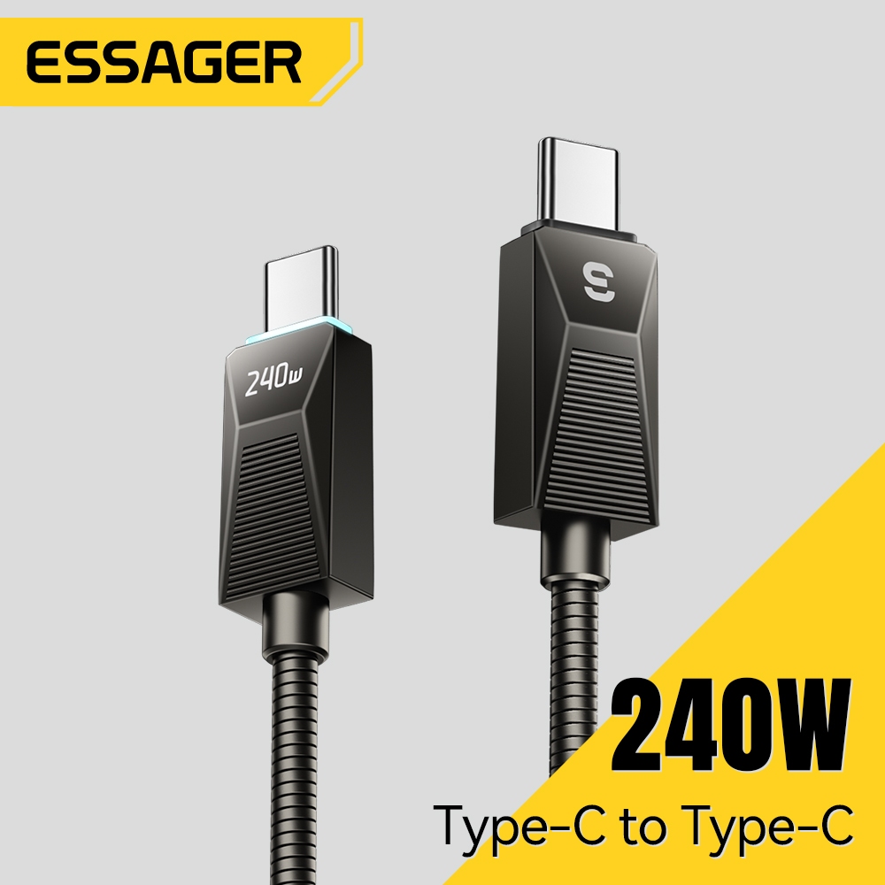 Essager 100W / 240W Type-C sang Type-C Cáp sạc nhanh Dây kim loại bằng thép không gỉ bền cho iPd ...