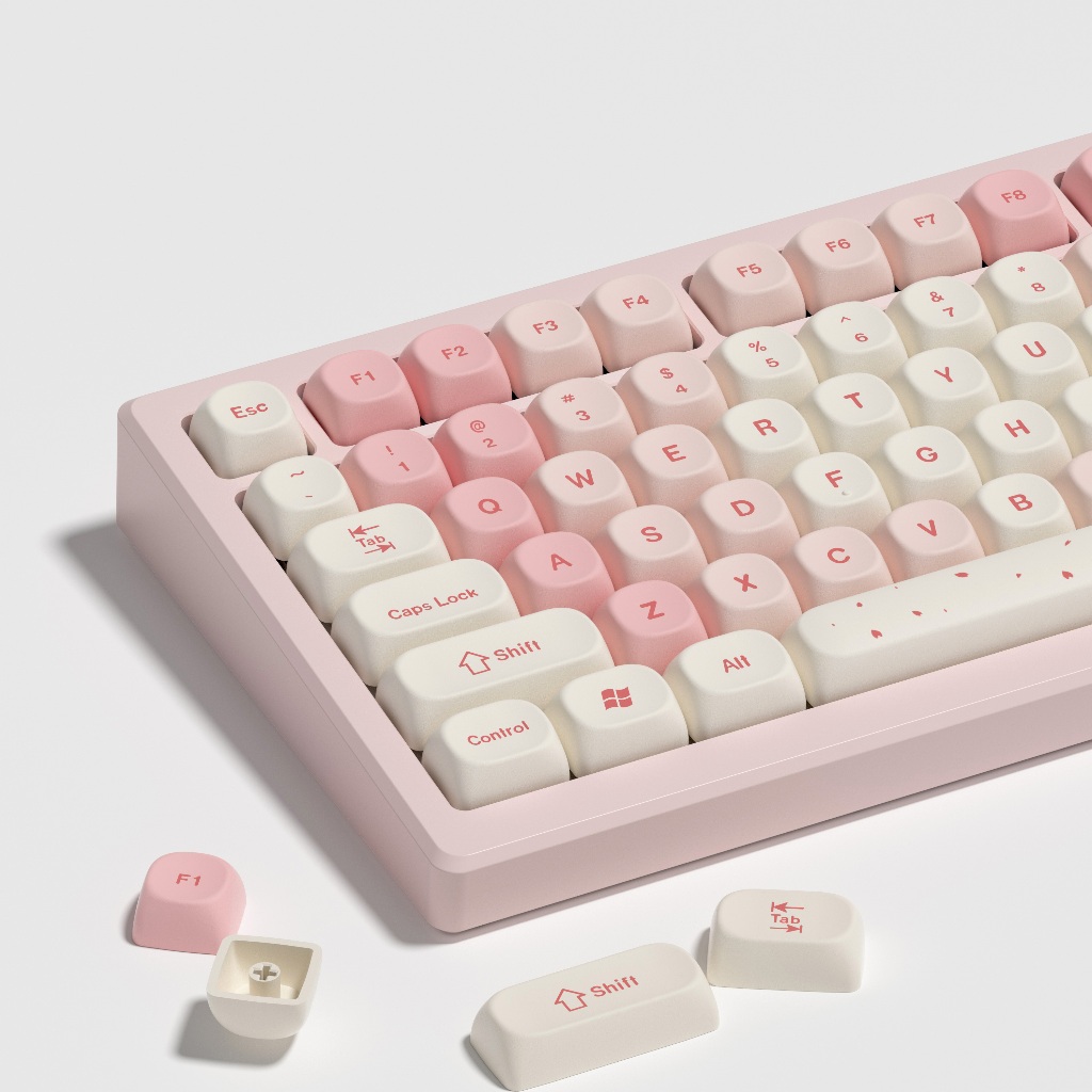 Màu hồng dễ thương PBT MOA Profile Keycaps Nhuộm-Sublimation, Bộ 128 ...