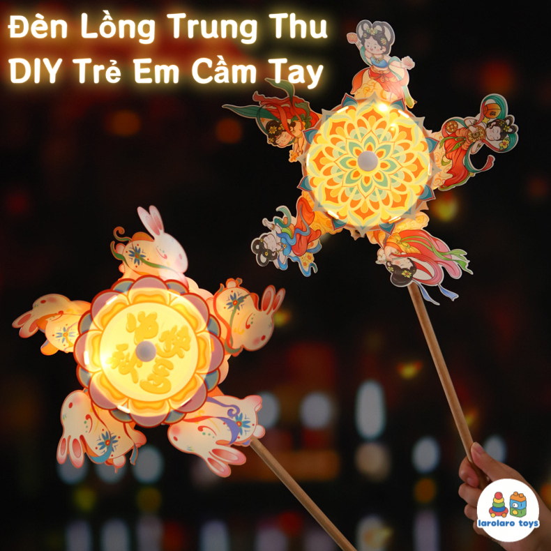 Đèn Lồng Trung Thu DIY Trẻ Em Cầm Tay Chong Chóng Quay 360 Phát Sáng Bộ ...
