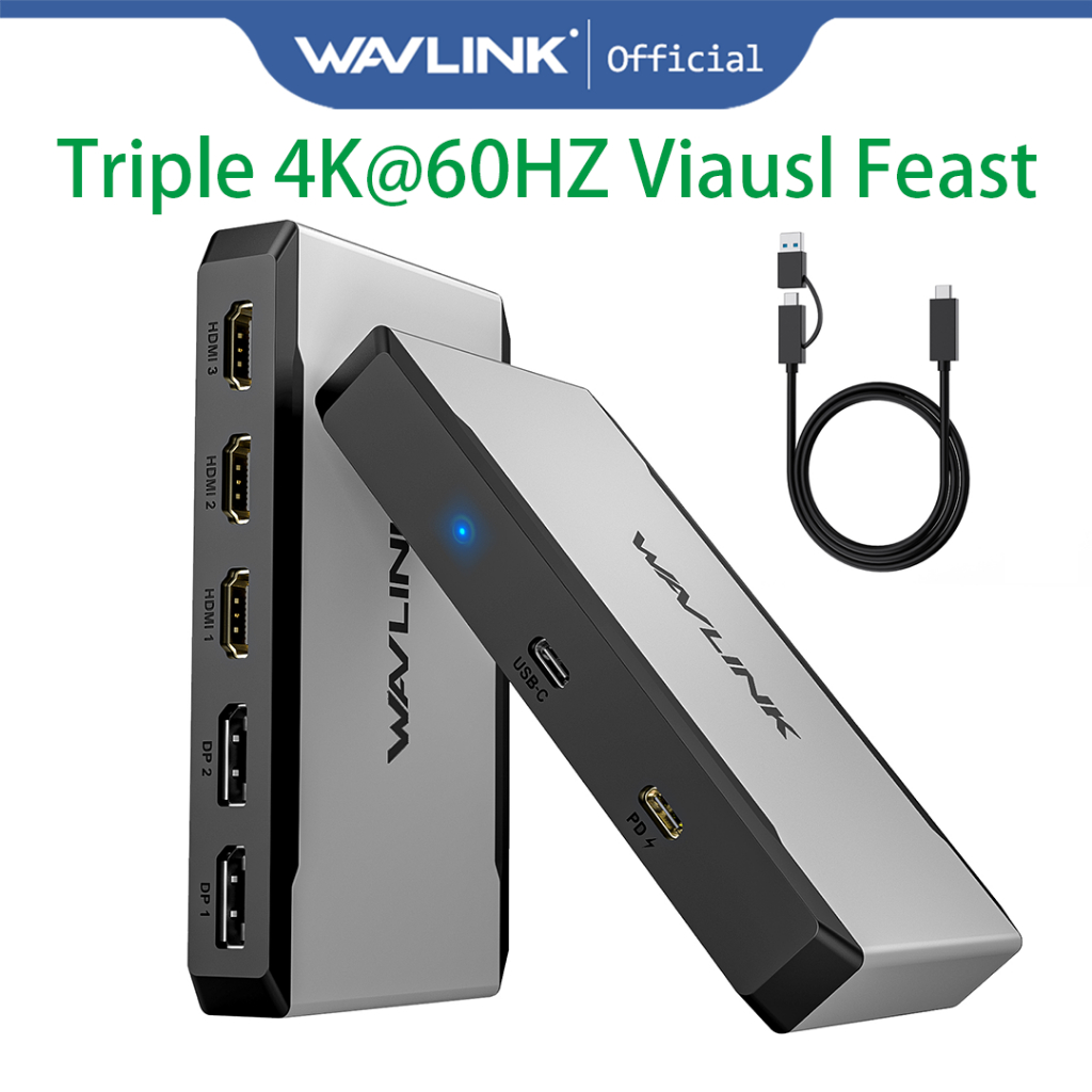 WAVLINK Universal Triple 4K 60Hz Display Dock USB sang HDMI DisplayPort ...