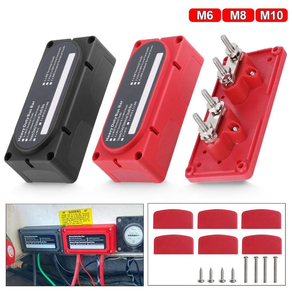 300A 48V DC Busbar Box 4 / 12 Terminal M10 / M6 / M8 Studs Bus Bar Khối ...