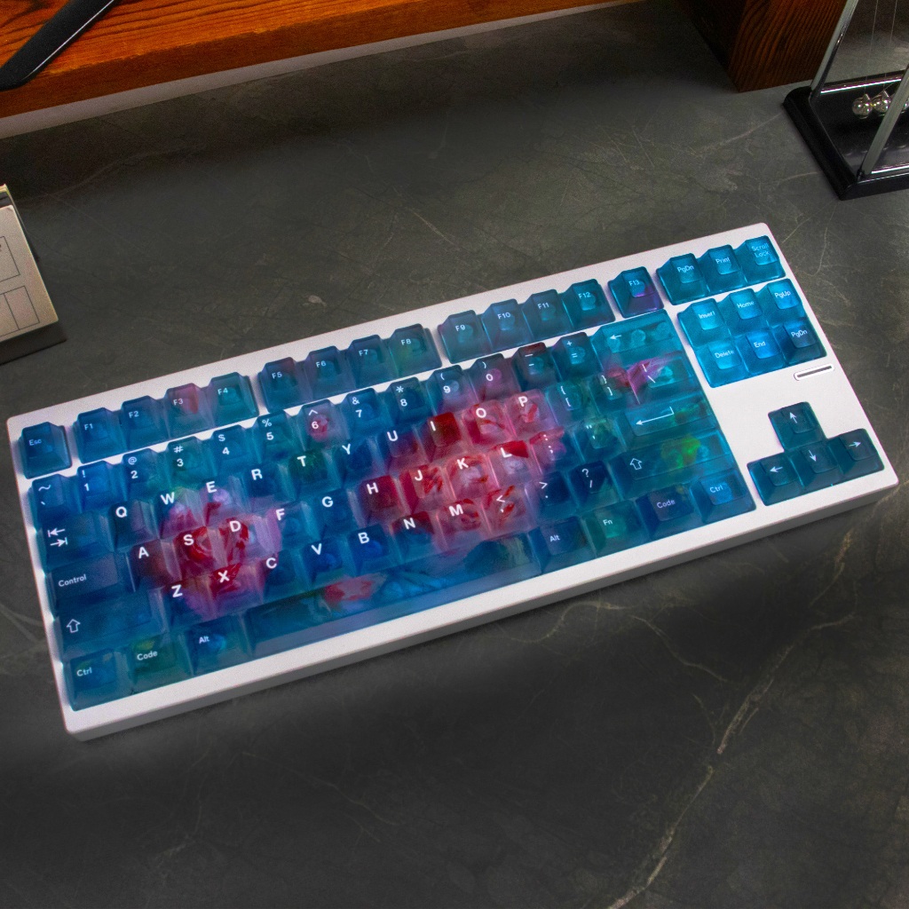 Bộ Keycap RGB trong suốt vẽ tranh hoa hồng cho bàn phím chơi game cơ ...