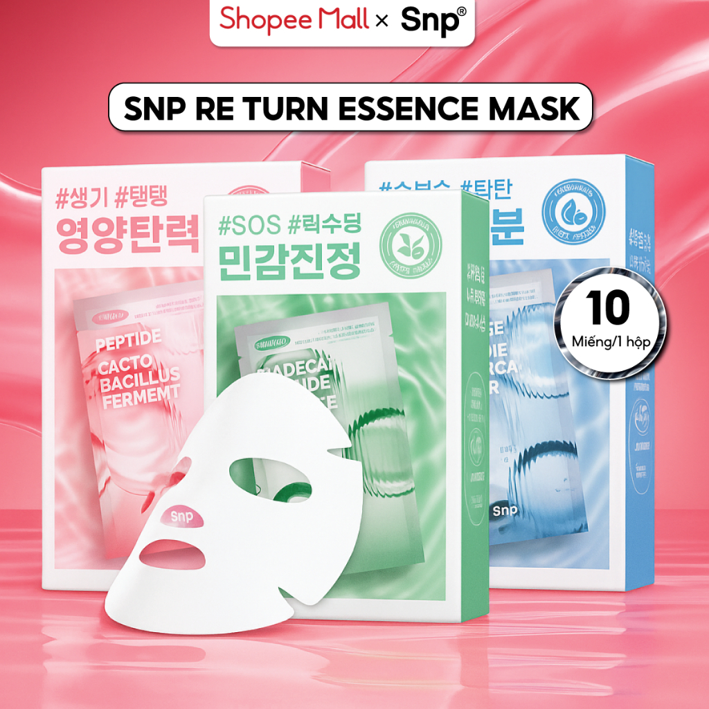 Mặt nạ giấy SNP dưỡng ẩm, làm dịu, sáng da Skin ReTurn Vegan Essence ...