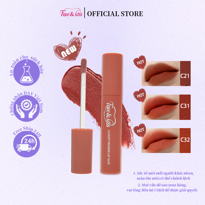 Fave Kiss Son Bùn lipstick Chất Son Kem Lip clay Nhung Dễ Dàng Thoa Tán ...