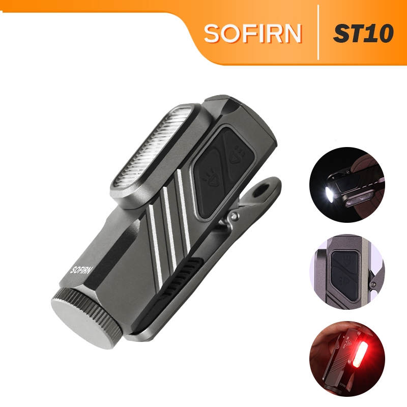 Đèn pin EDC Mini SOFIRN ST10 1000LM Ném + Lũ + Đèn đỏ, Kẹp từ tính, AA ...