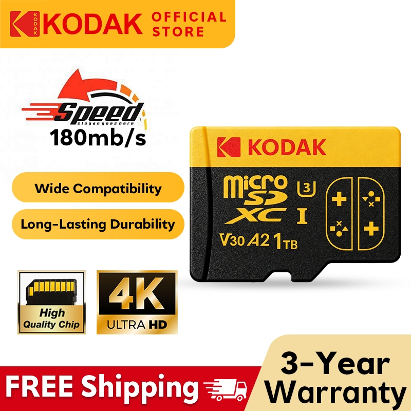 Thẻ Micro SD KODAK A2 V30 U3 - 128GB / 256GB / 512GB Tốc Độ Cao 180MB ...