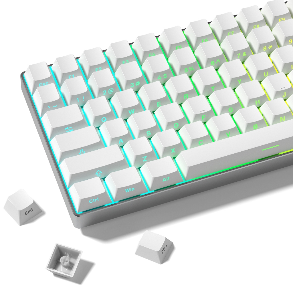PBT Side In Keycaps Double Shot Shine Through 123 Phím White Cherry ...