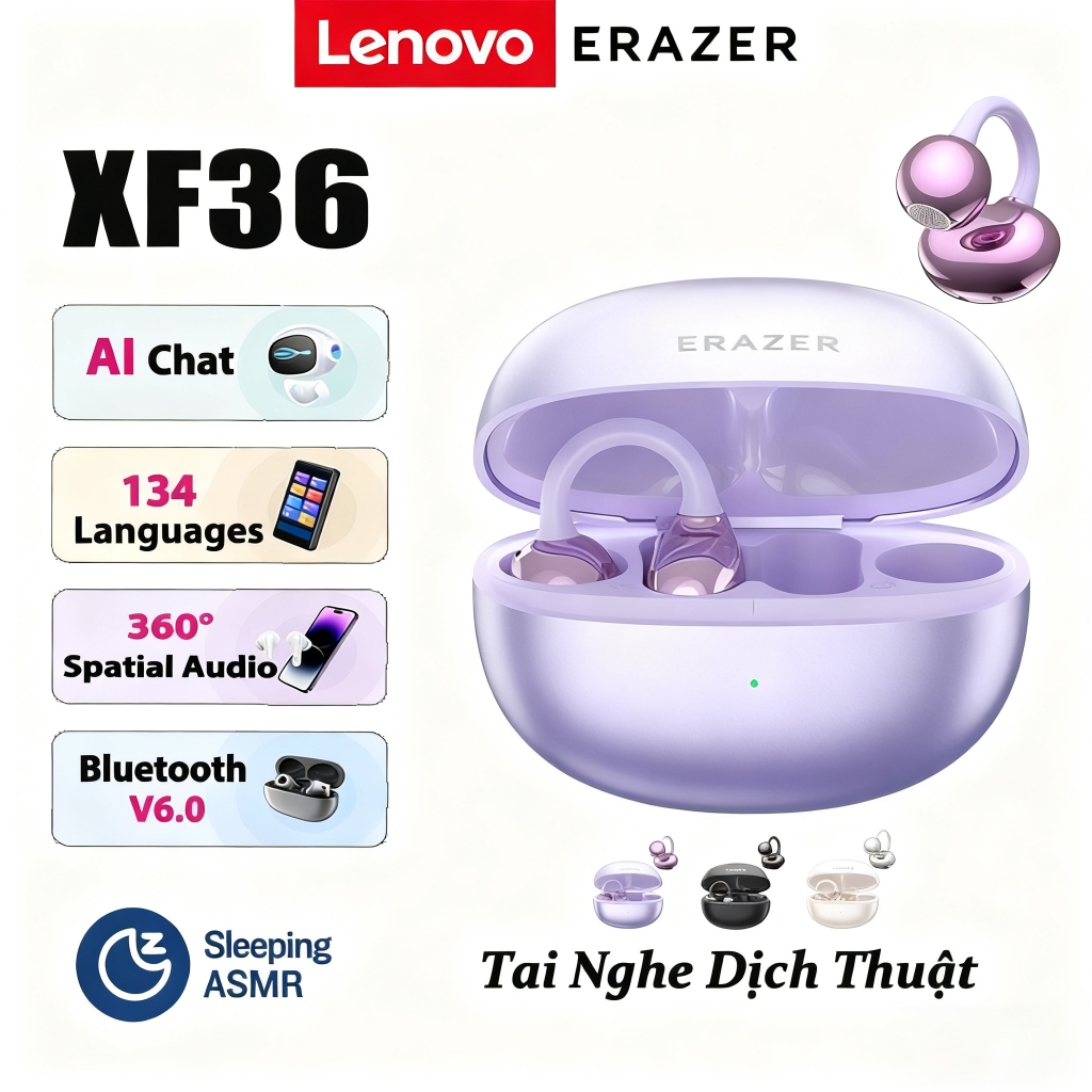 Tai nghe dịch thuật thông minh Lenovo ERAZER XF36 AI V6.0 Tai nghe ...