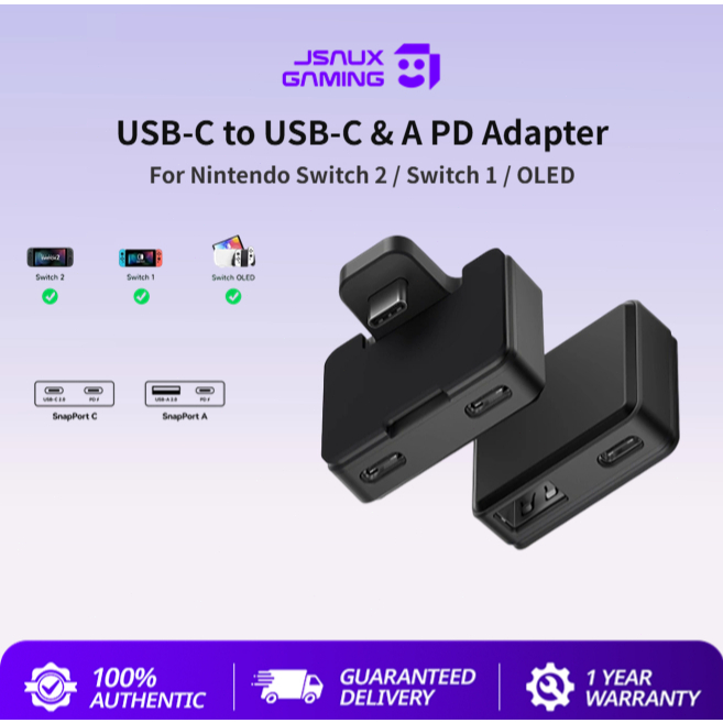 JSAUX ac adapter for Switch 2 Bộ chuyển đổi USB-C sang USB-C & A PD cho ...