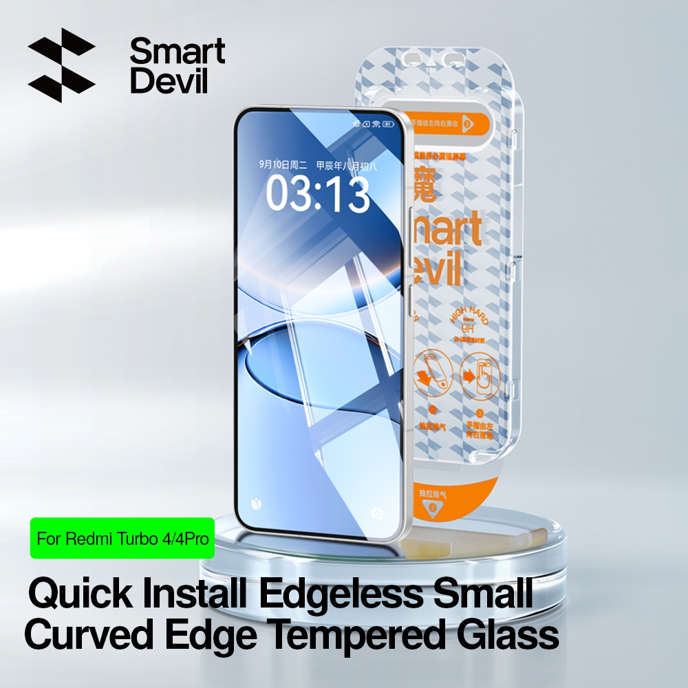 SmartDevil Lắp đặt nhanh Kính cường lực cạnh cong nhỏ không viền cho Redmi Turbo 4 / 4Pro ...