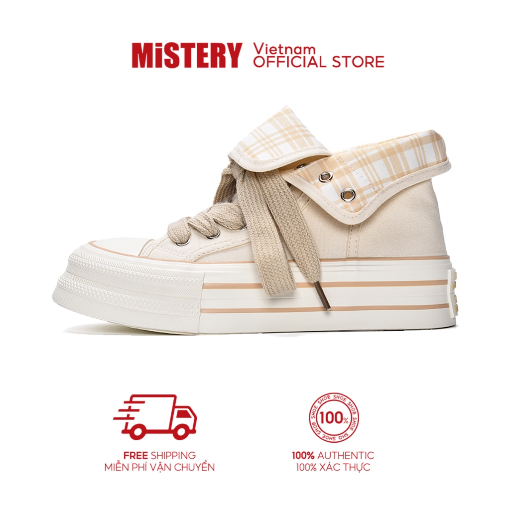 MiSTERY Giày Vải Cổ Cao đi Học Nữ Off-White Phong Cách Hàn Quốc Thời 3 ...