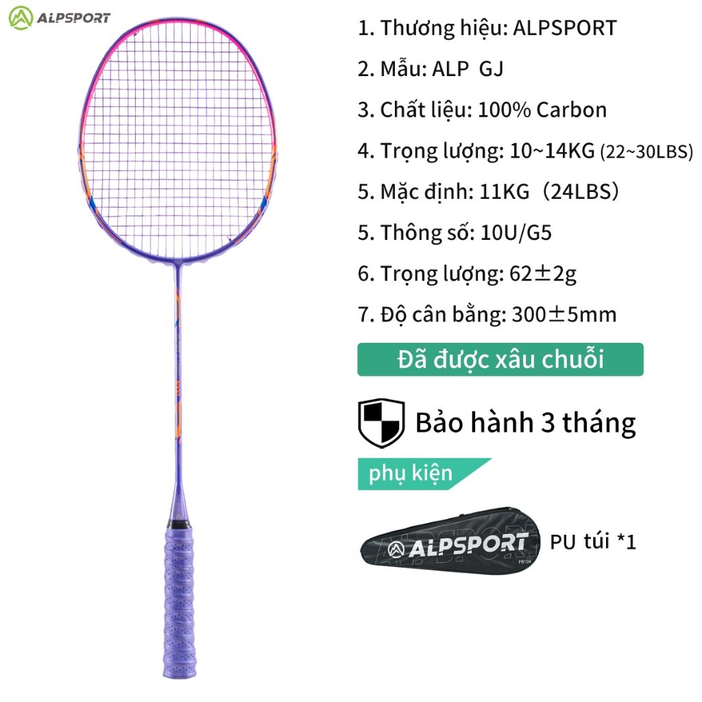 ALPSPORT GJ 10U 52g 35LBS Vợt Cầu Lông Tím/đỏ/đen 100% Ban đầu Xác Thực ...