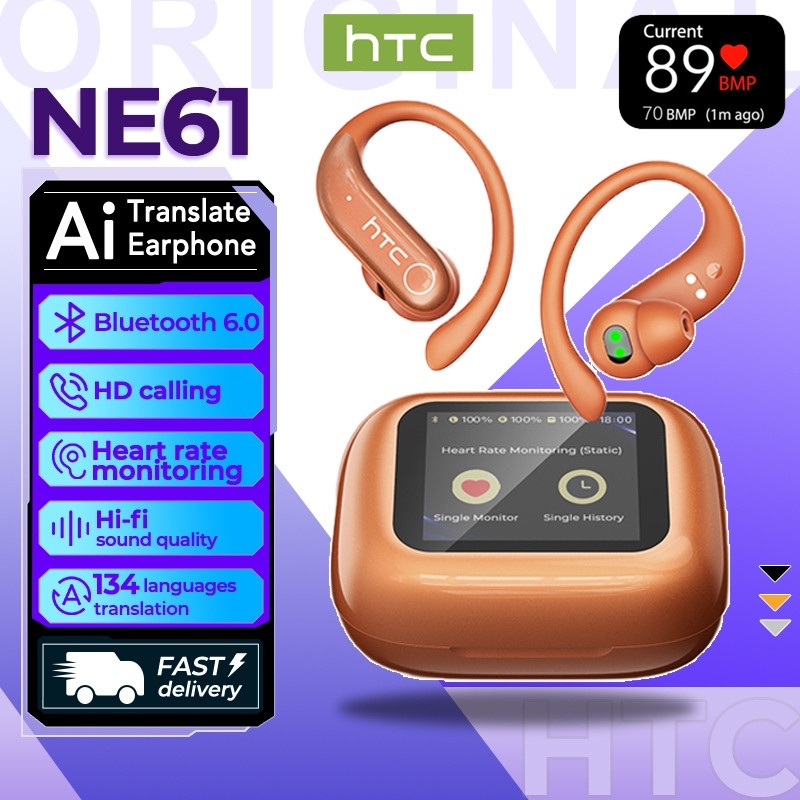 HTC NE61 Tai nghe không dây AI Translator Bluetooth 6.0 Dịch 134 ngôn ...