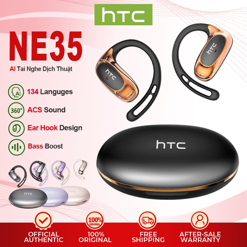 Tai nghe dịch thuật HTC NE35 AI 360°Tai nghe Bluetooth ACS V6.0 Tăng ...