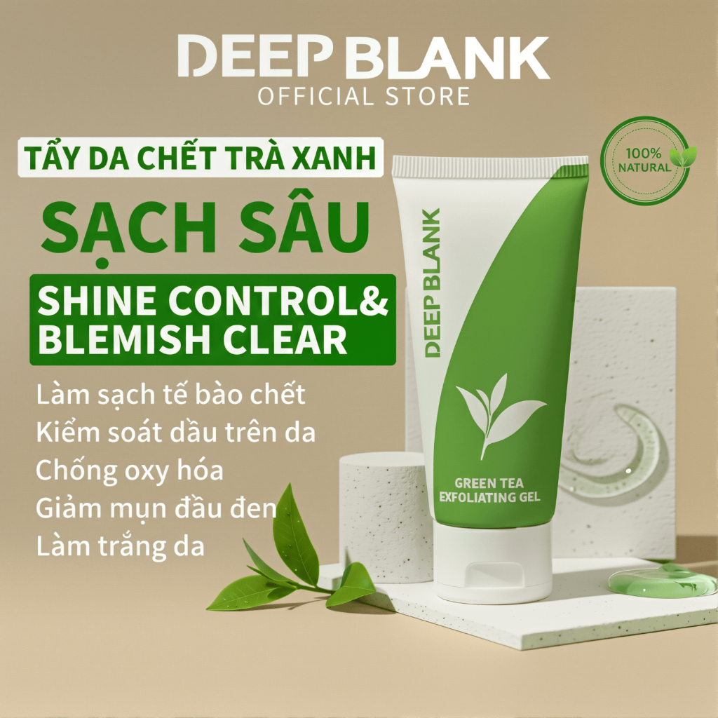 DEEP BLANK Gel Tẩy Da Chết Làm Trắng Trà Xanh Kiểm Soát Dầu Ngừa Mụn ...