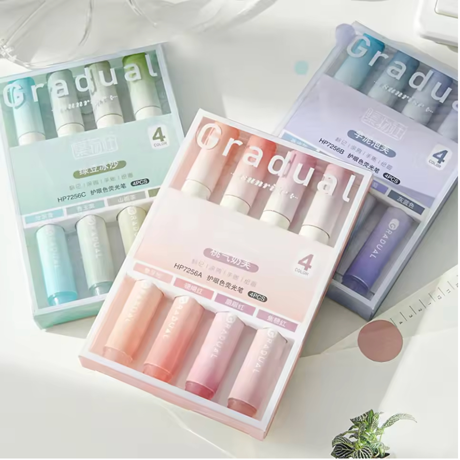 4PCS Creative Mini Highlighter Pen Set Macaron Pastel Color Highlighter ...