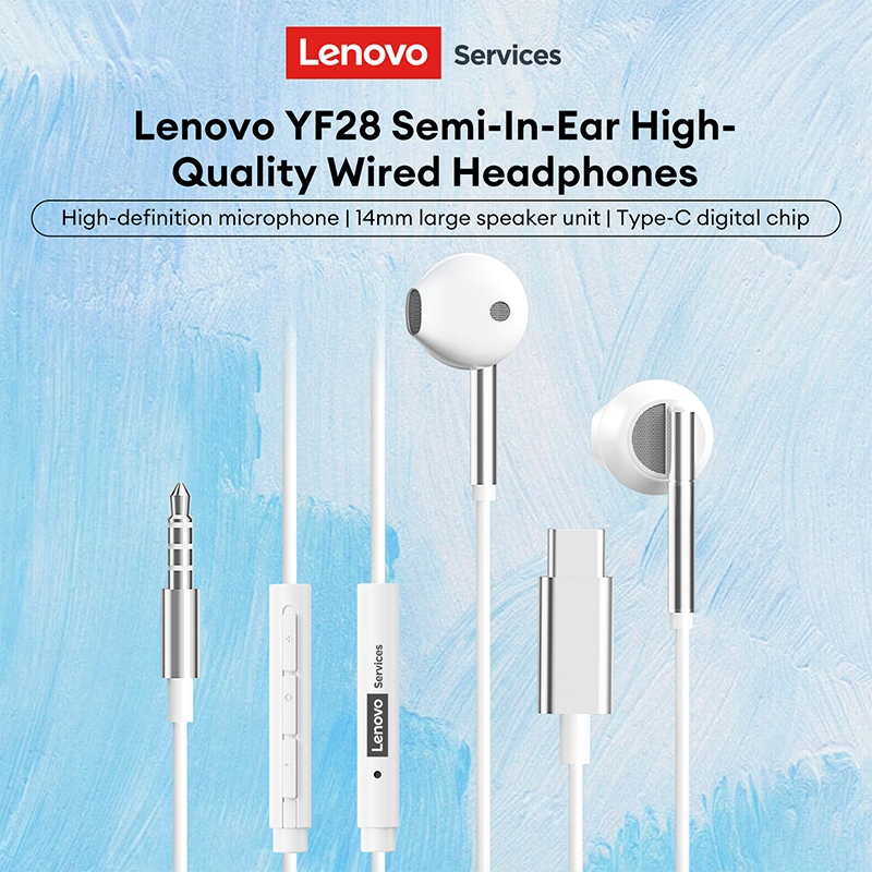 Tai nghe có dây Lenovo YF28 Tai nghe Bass có micrô HD Type-C và giắc ...