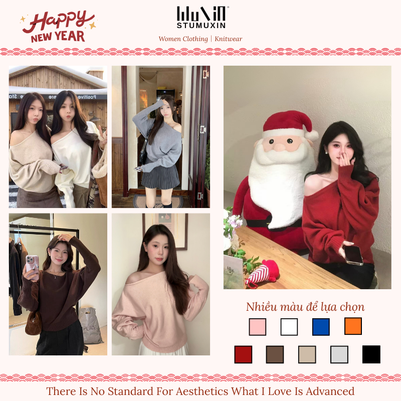 MUXIN | Áo len trễ vai nữ kiểu Hàn Quốc, thiết kế cơ bản cho mùa thu ...