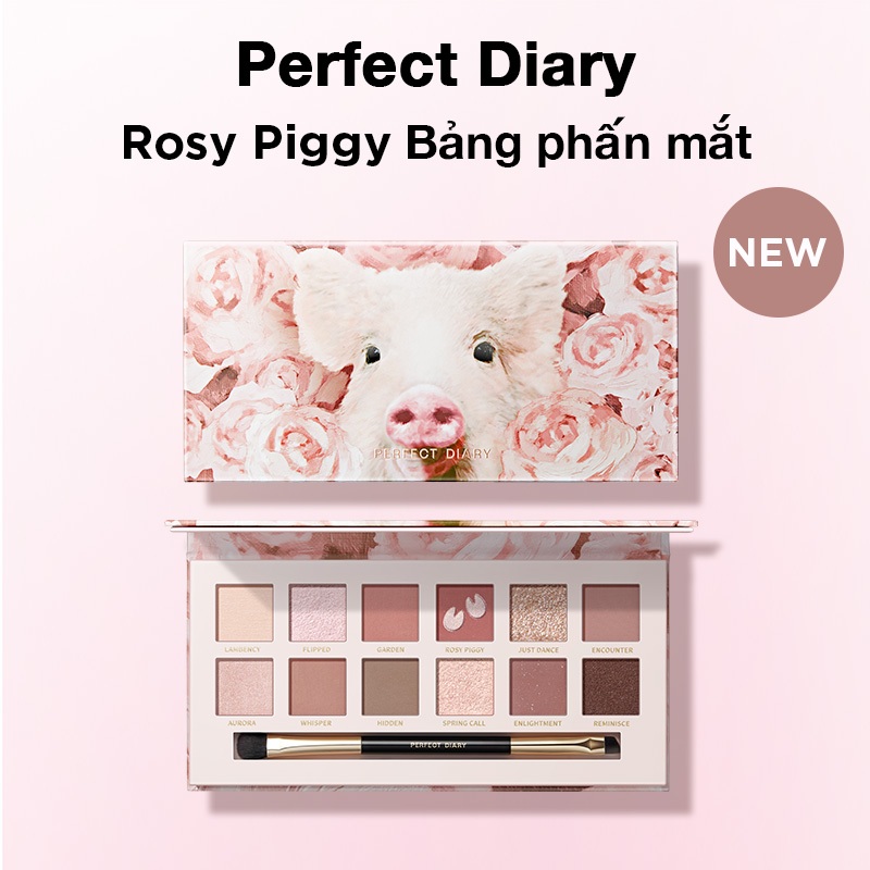 Bảng phấn mắt PERFECT DIARY 12 màu sắc tông lì và ánh nhũ lấp lánh kèm ...