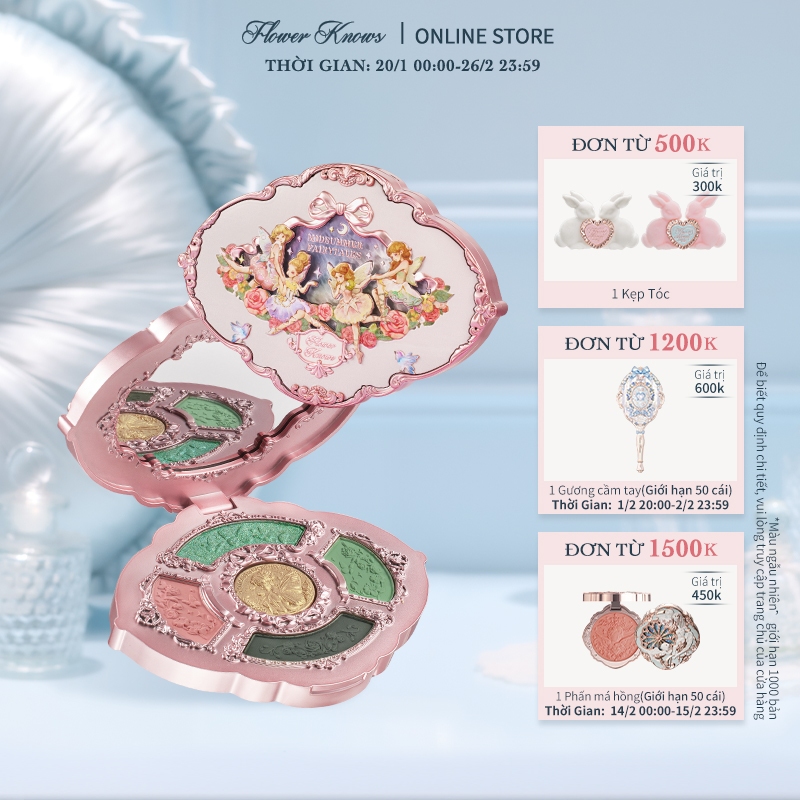 Flower Knows Midsummer Fairytales Collection Bảng phấn mắt năm màu nổi ...