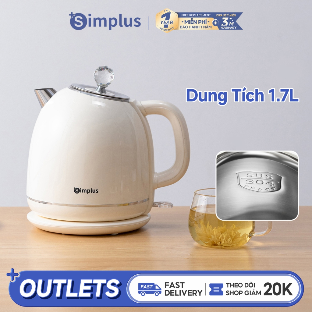 Simplus Ấm Đun Nước Cổ Điển Dung Tích 1.7L Thép Không Gỉ 304 DRSH006 ...