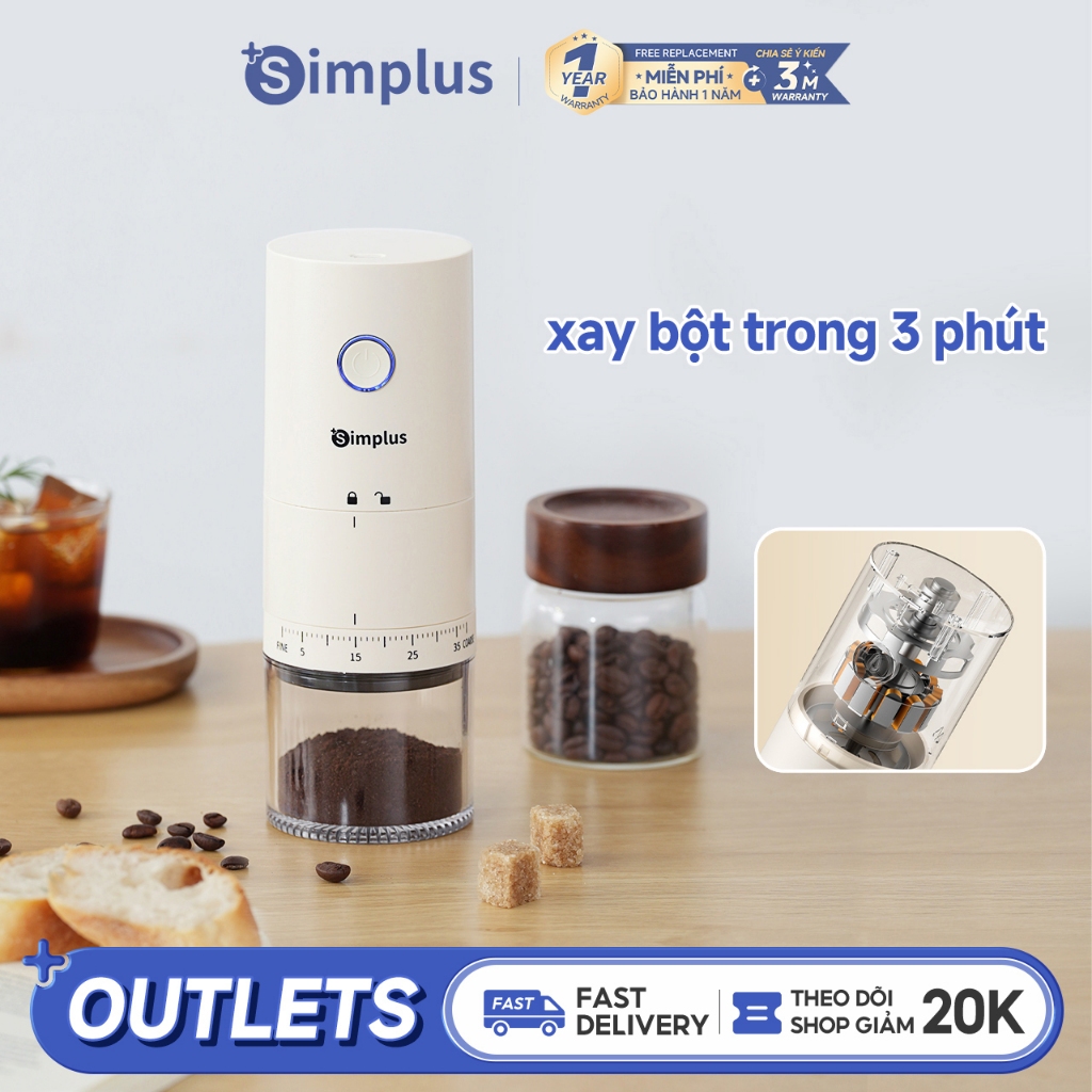 Simplus Máy xay cà phê điện Smart Grinder 38 chế độ xay điều chỉnh được ...