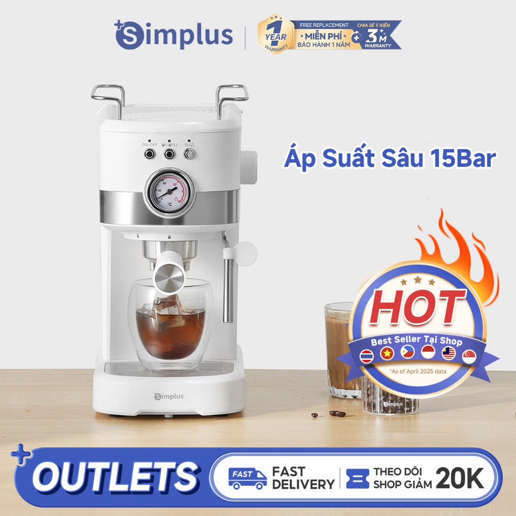 Simplus Máy Pha Cà Phê Bán Tự Động Kiểu Ý Áp Suất Sâu 15 Bar KFJH014 ...