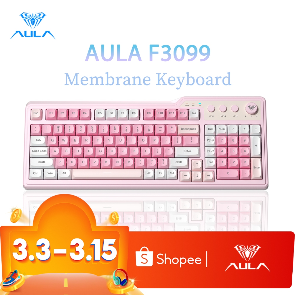 Bàn phím màng AULA F3099 99 phím Con lăn đa chức năng RGB ba chế độ cho ...