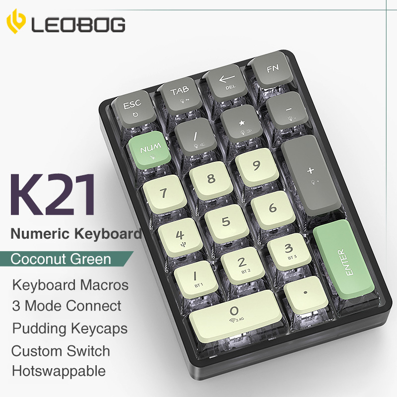 Bàn phím phụ AULA LEOBOG K21 trong suốt 2.4G/Type-C/Bluetooth | Shopee Việt Nam