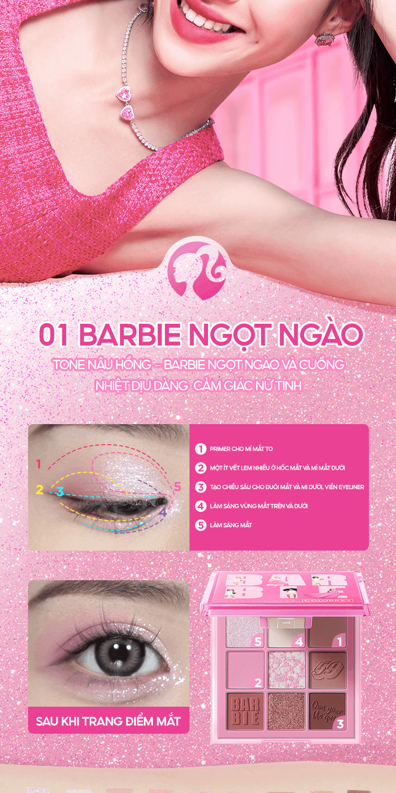 Bảng phấn mắt COLORKEY Barbie 9 màu ngọt ngào | Shopee Việt Nam