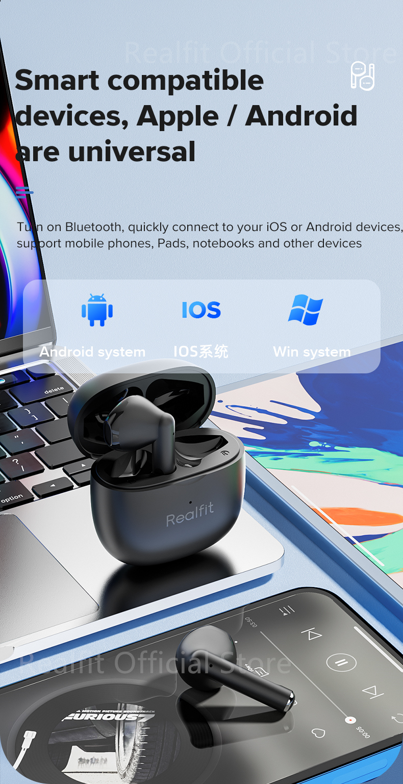 Tai nghe không dây Realfit F1 TWS Bluetooth 5.3 Có Micro Chất Lượng Cao | Shopee Việt Nam