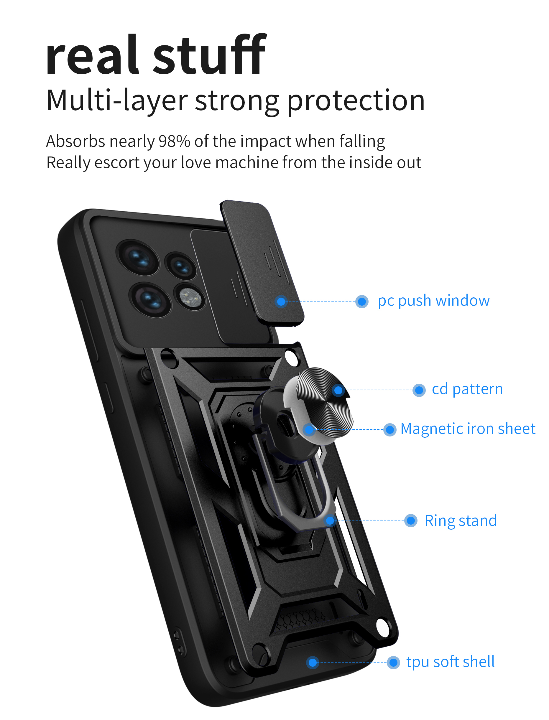 Ốp Lưng Cho Honor X7c X6b ⭐Vỏ điện thoại nhẫn Withlens⭐ Giá đỡ vỏ chống ...