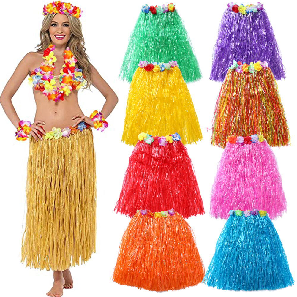 Trẻ em người lớn hawaiian hula grass skirt with garland for hawaii luau ...