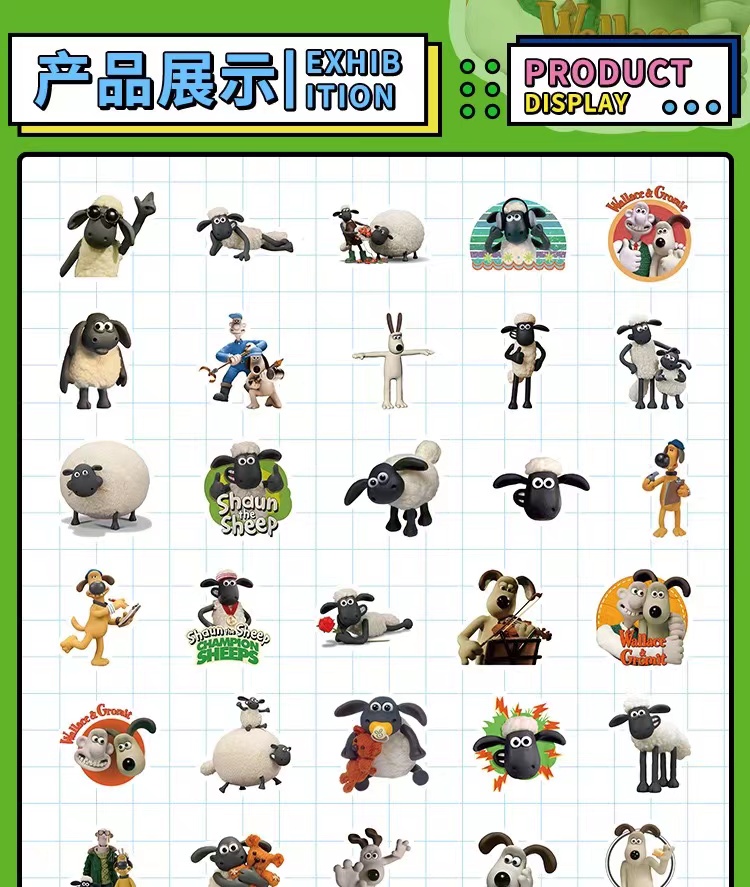 [60 Cái] Wallace & Gromit\ Shaun The Sheep Miếng Dán Hoạt Hình Dễ ...