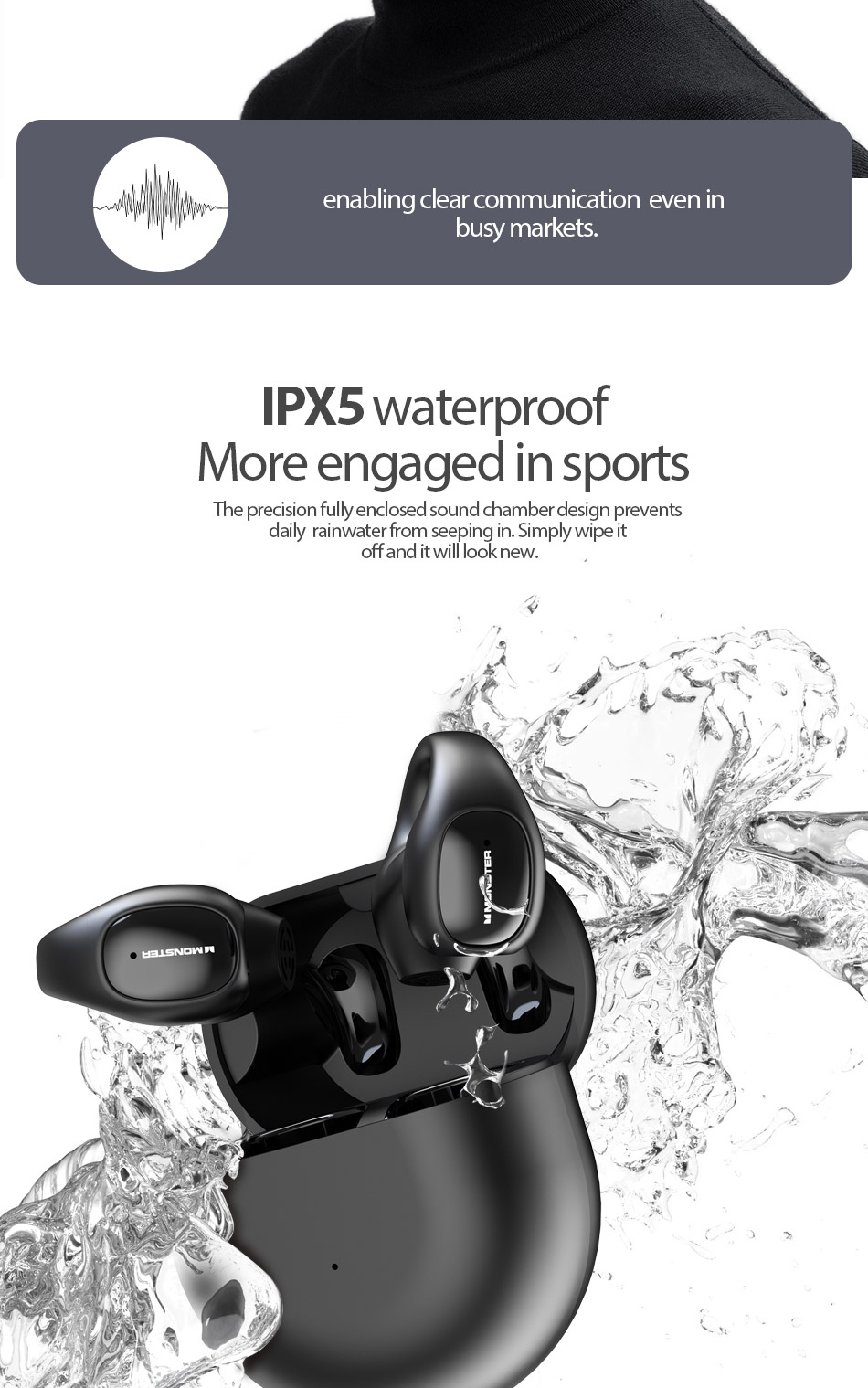 Monster Open Ear 200 Tai Nghe Kẹp Vành Tai Không Dây Bluetooth 5.3 Thể ...