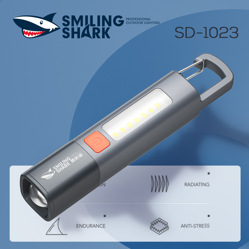 SmilingShark SD1023 Đèn pin siêu sáng 3 chế độ có thể sạc lại Type-C có thể thu phóng với móc ...