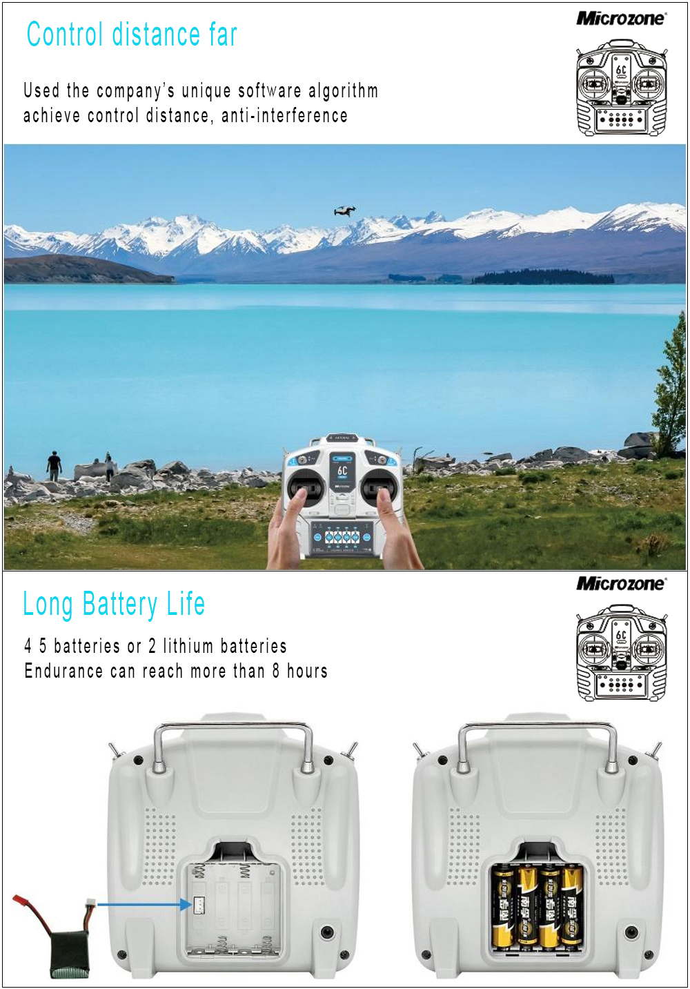 Microzone MC6C 6C-Mini V2 2.4G 6CH Bộ Điều Khiển Bộ Phát MC7RB Hệ Thống ...