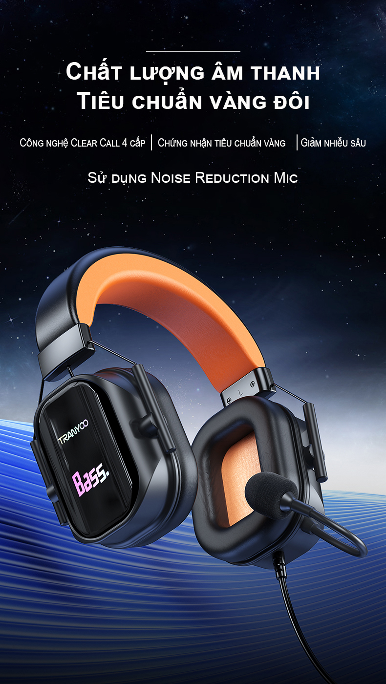 Tai Nghe Chơi Game TRANYOO T-H5 với Tai nghe có dây âm thanh nổi 7.1 Mic cho máy tính xách tay ...