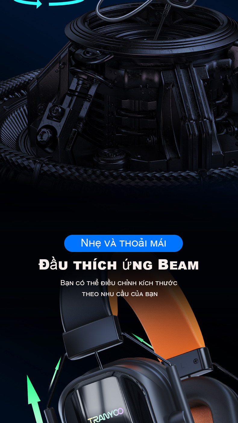 Tai Nghe Chơi Game TRANYOO T-H5 với Tai nghe có dây âm thanh nổi 7.1 Mic cho máy tính xách tay ...