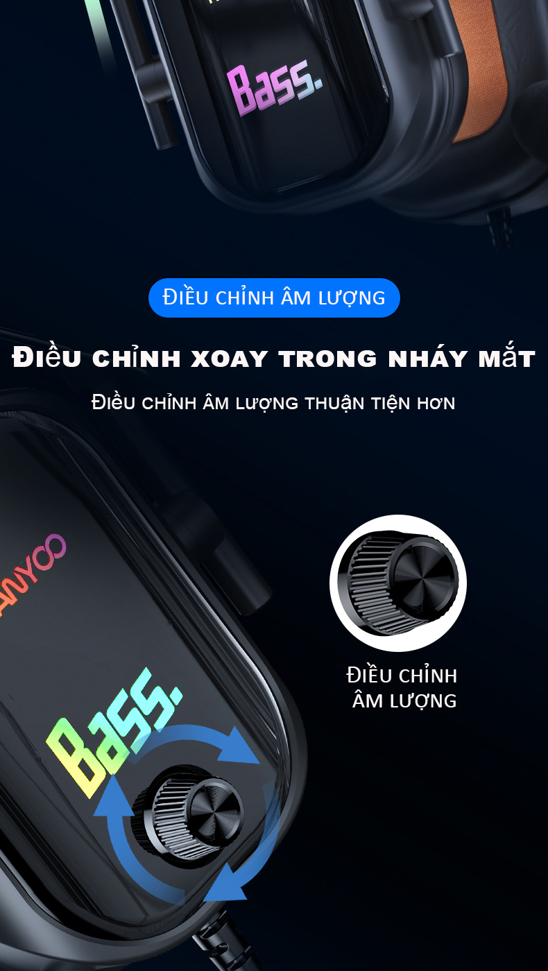 Tai Nghe Chơi Game TRANYOO T-H5 với Tai nghe có dây âm thanh nổi 7.1 Mic cho máy tính xách tay ...
