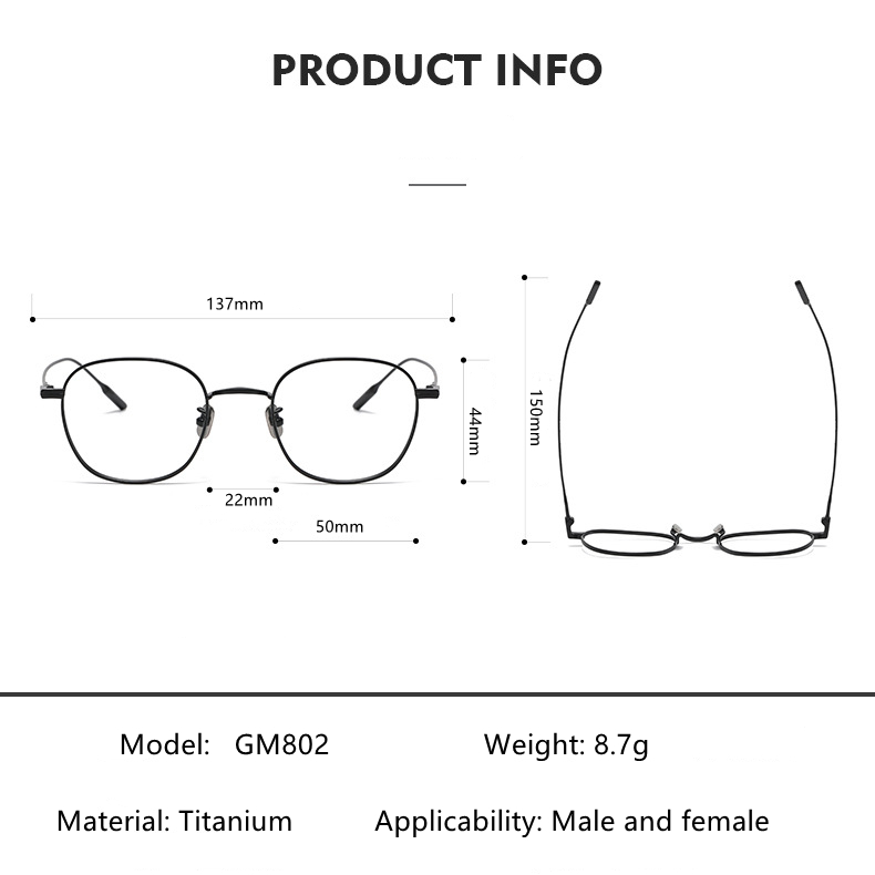 Mắt Kính Gọng Titan 9g Siêu Nhẹ Phong Cách Tối Giản GM Với Kính Quang Học TOM22 Nâng Cấp ...